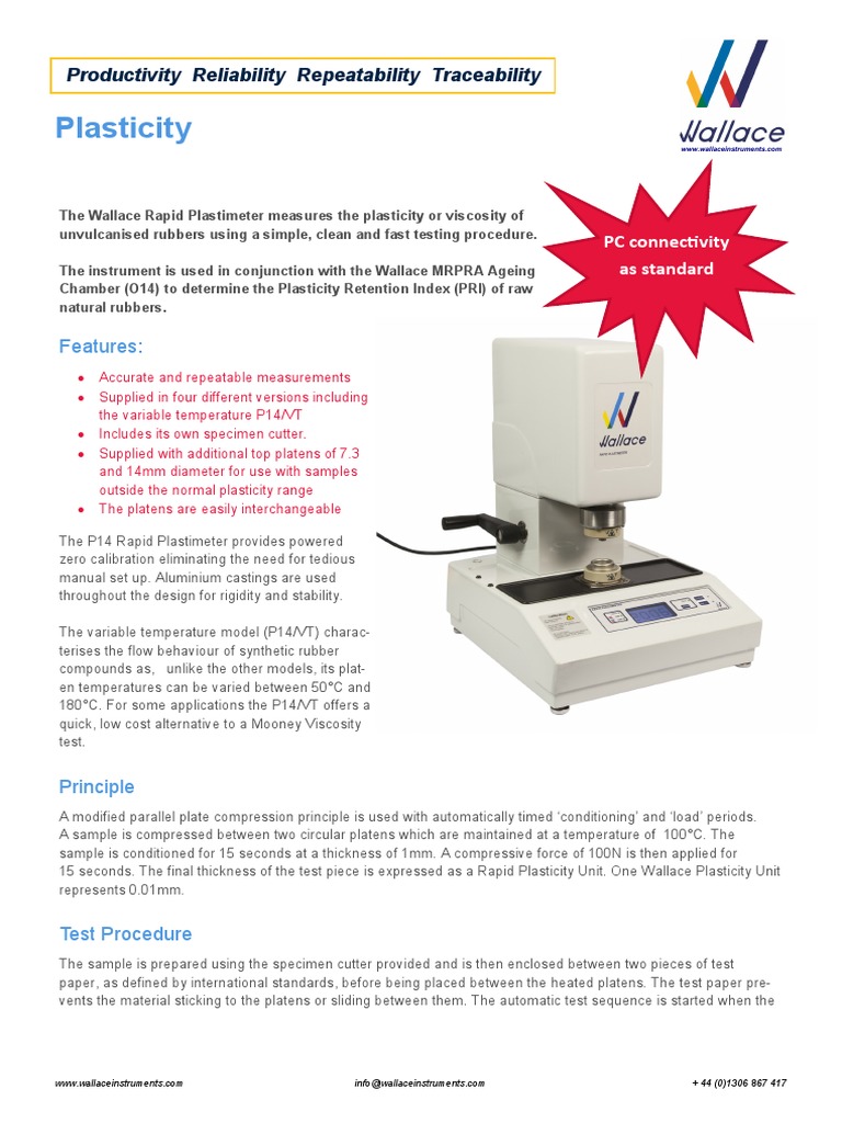 P14 Plastimeter Data Sheet | PDF | Viscosity | Printer (Computing)