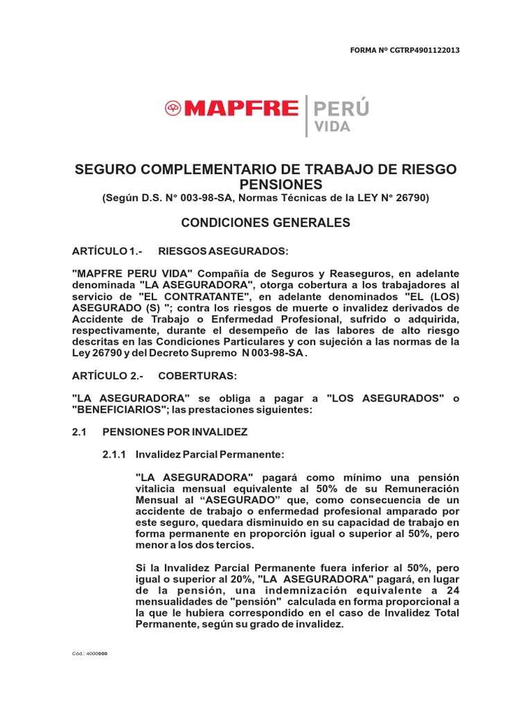 Condiciones Generales | PDF | Póliza de seguros | Seguro