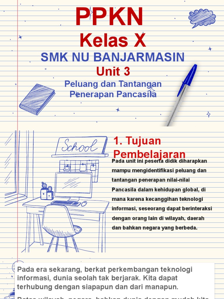 PPKN Kelas X - Unit 3 Peluang Dan Tantangan Penerapan Pancasila | PDF