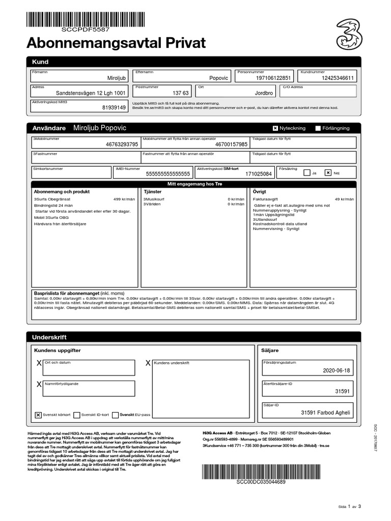 Swedish Consumer Contract | PDF