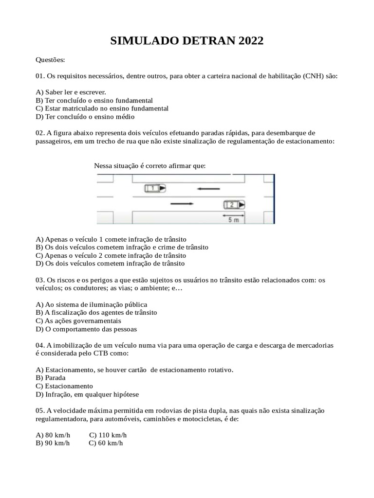 Simulado Detran Do Estado Do Ceara | PDF | Tráfego | Carteira de Motorista