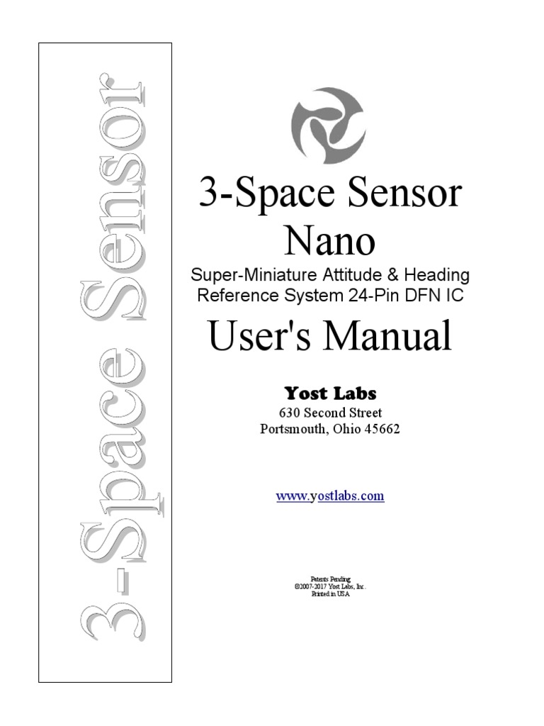 3 Space Sensor Users Manual Nano | PDF | Compass | Accelerometer