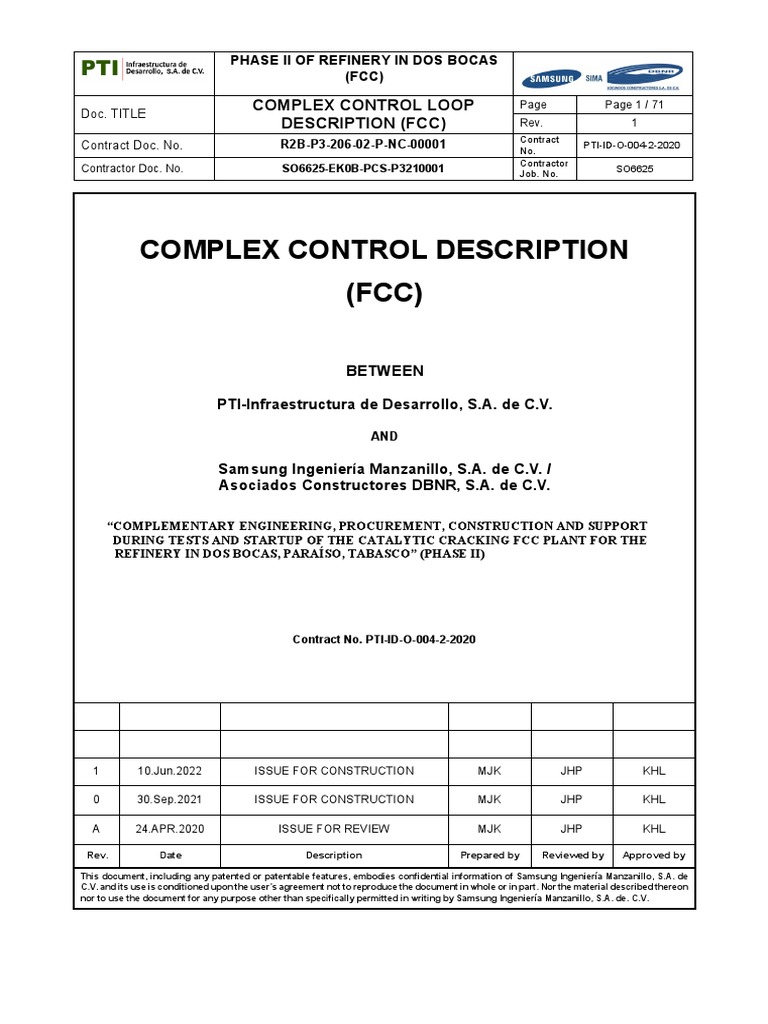 R2B-P3-206-02-P-NC-00001 - Rev.1 - Complex Control Loop Description (FCC) | PDF | Oil Refinery ...