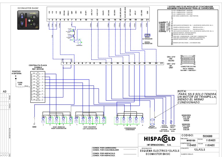 Esquema Electrico 12ls Ecomaster Basic. Centralita 5010108 | PDF