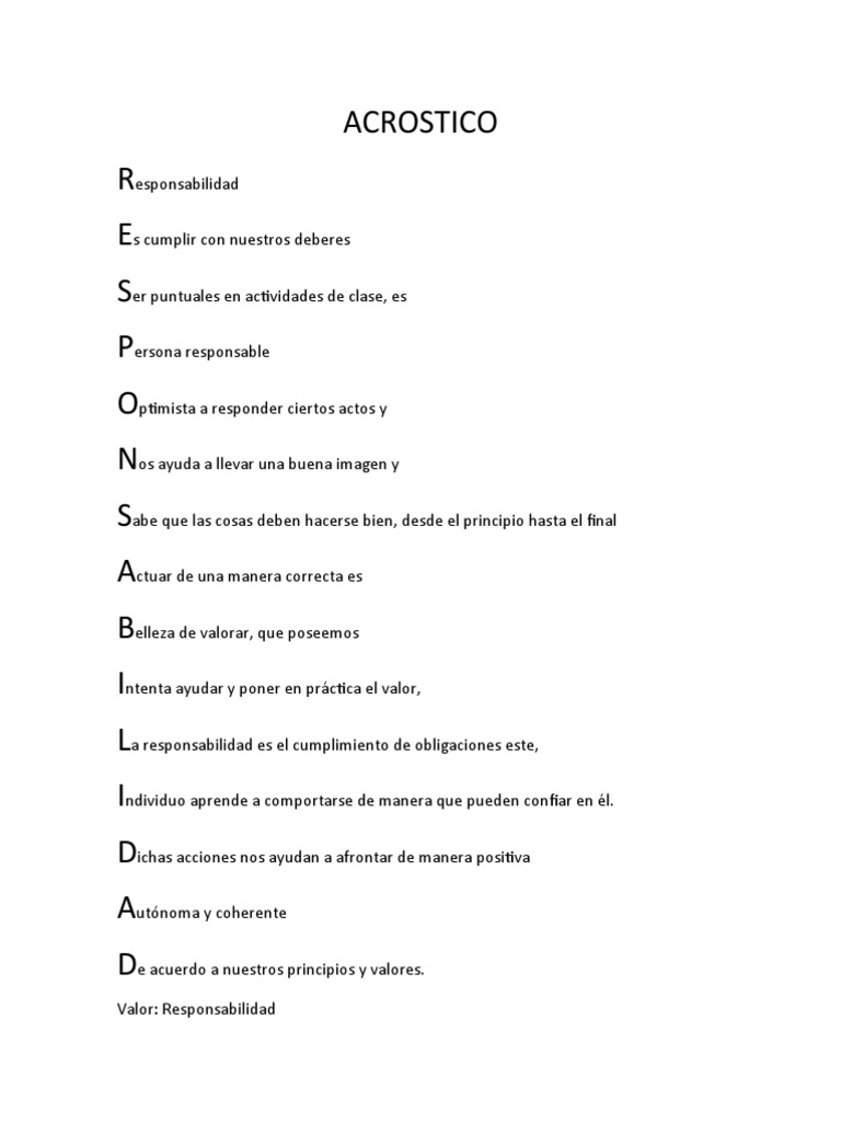 ACROSTICO | PDF | Instituciones sociales | Etica Aplicada