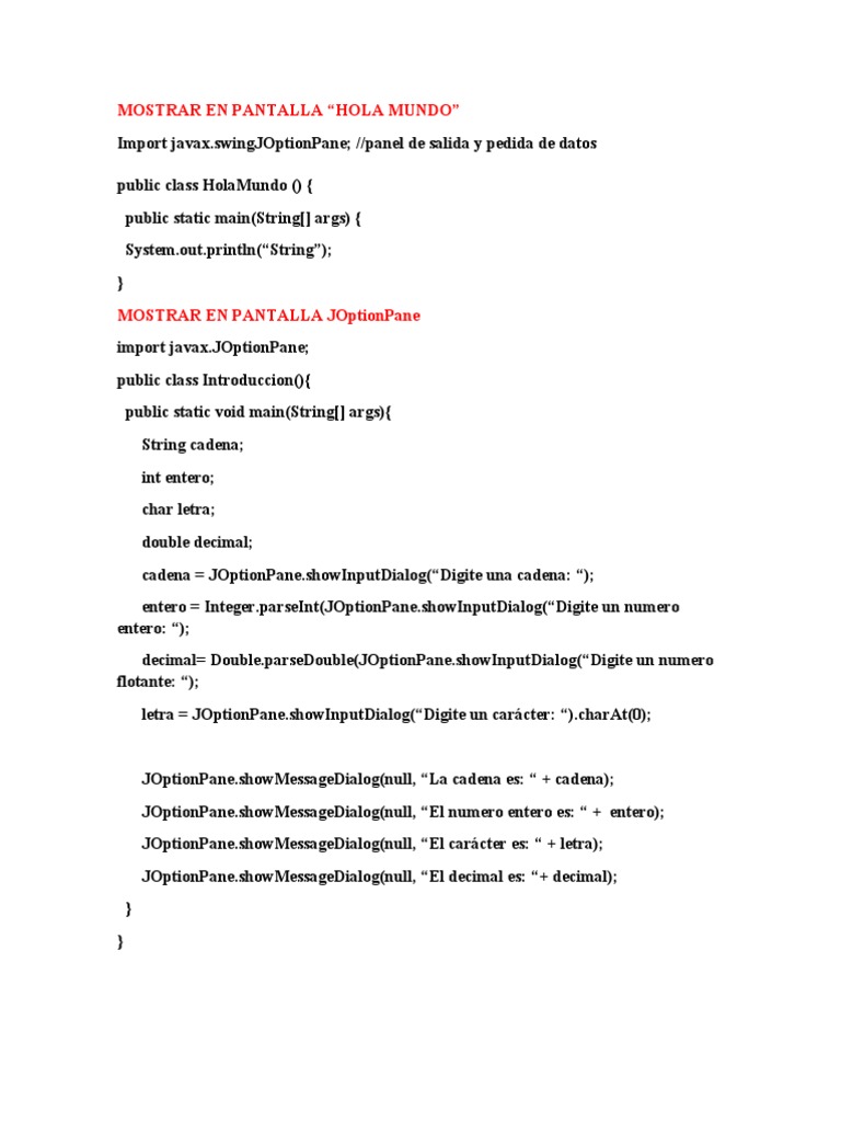 Codigos Java POO | PDF | Poco | Java (lenguaje de programación) Codigos Java POO | PDF | Poco | Java (lenguaje de programación)