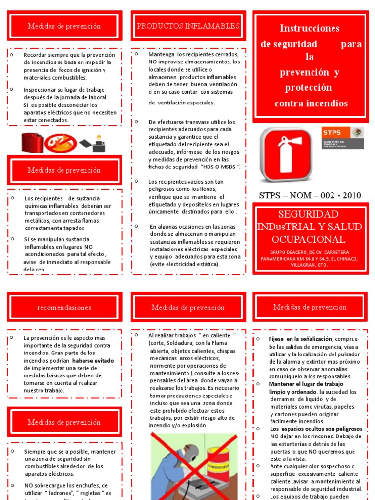 Triptico de Instrucciones D Seguridad Prevencion de Incendios | PDF