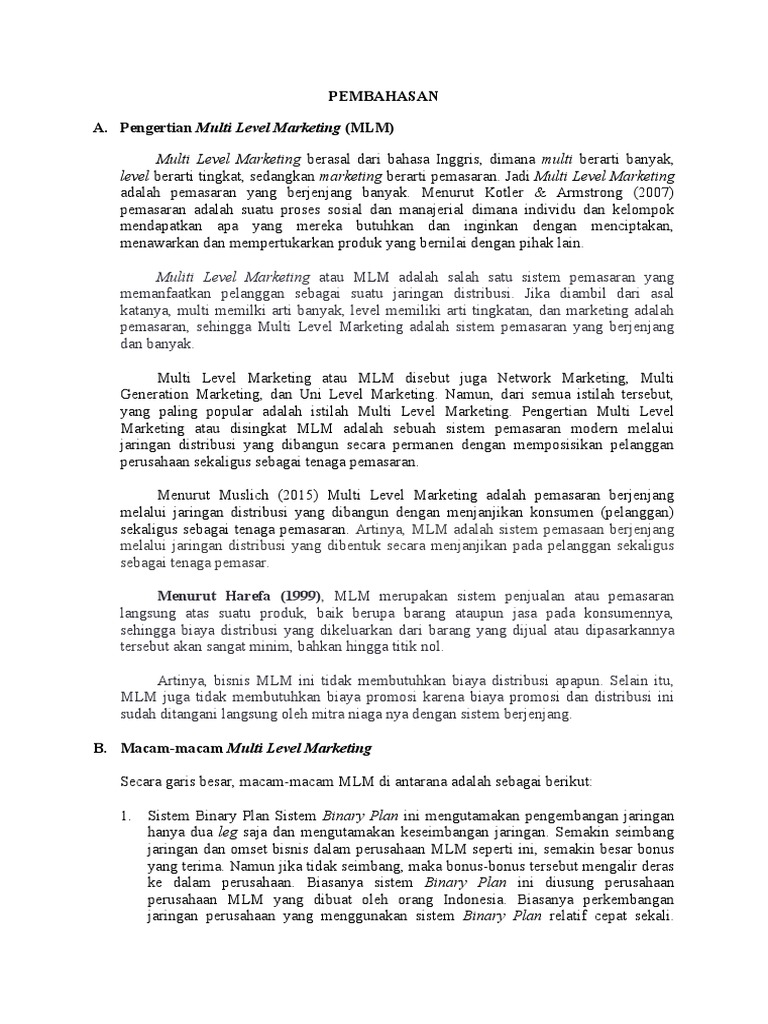 Makalah Multi Level Marketing (MLM) | PDF