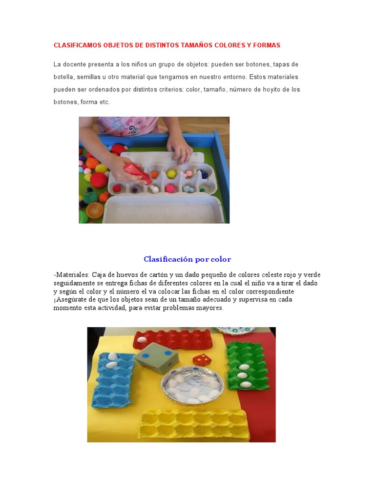 Clasificación de Objetos para Niños | PDF