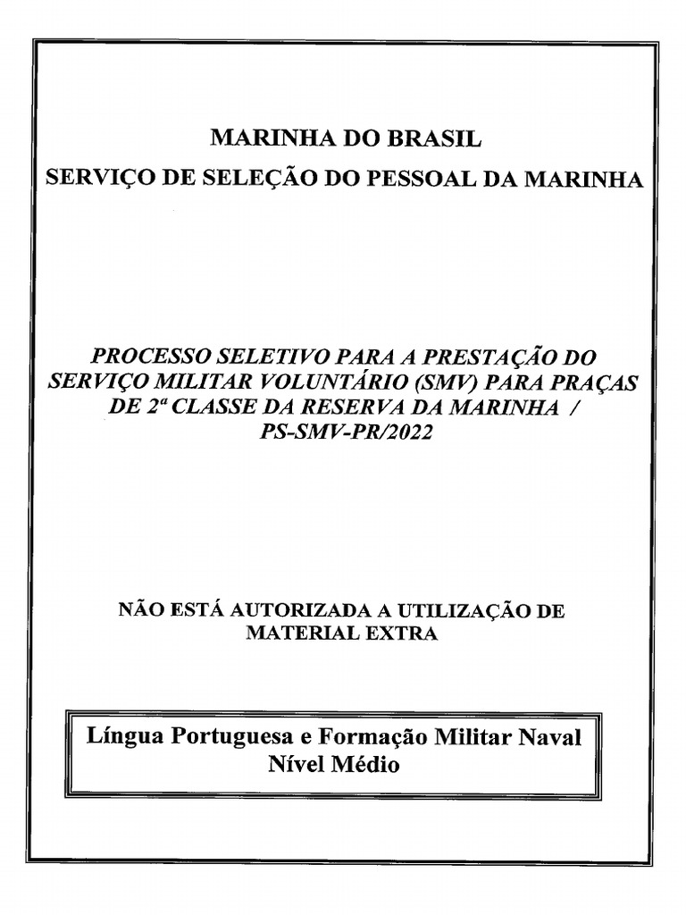 Provas RM2 Marinha - 2021 e 2022 | PDF