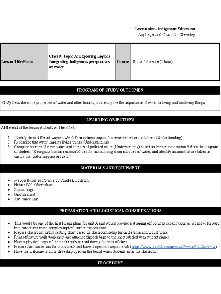 Indigenous Perspective Lesson Plan | Download Free PDF | Lesson Plan ...
