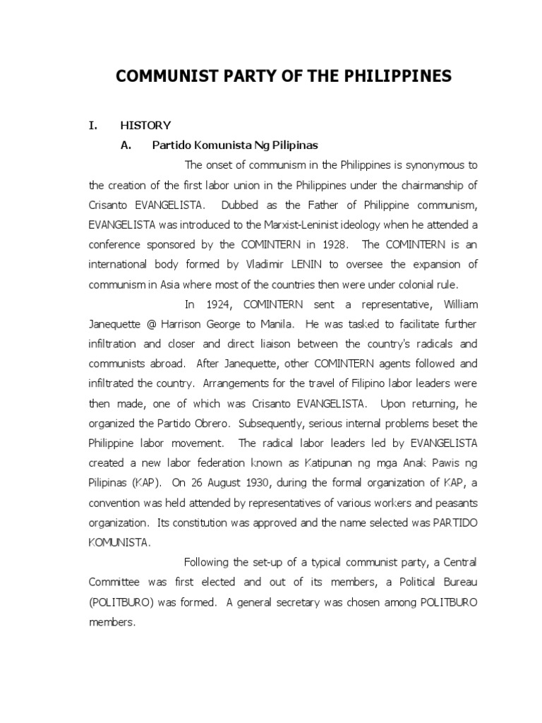 History of the Communist Party in the Philippines | PDF | Anti ...