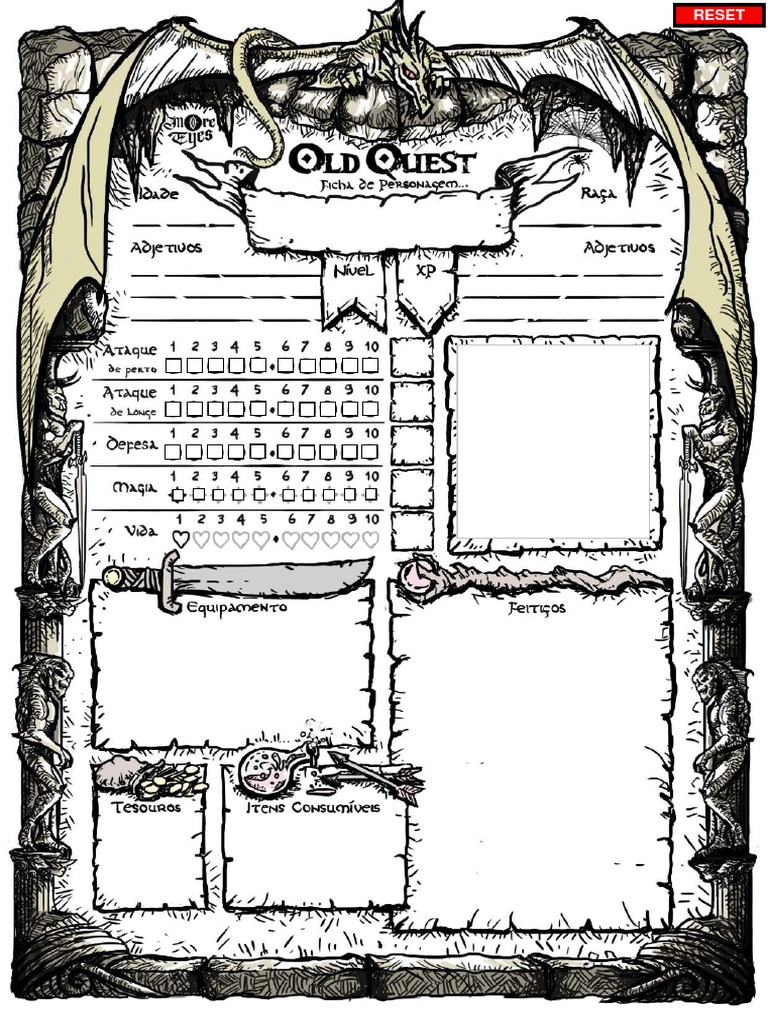 Old Quest - Ficha Editável | PDF