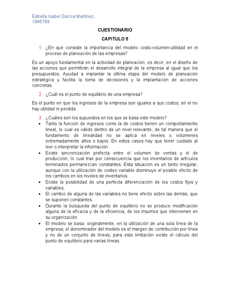 CAPITULO 5 Cuestionario Contabilidad Administrativa | Descargar gratis PDF | Business ...