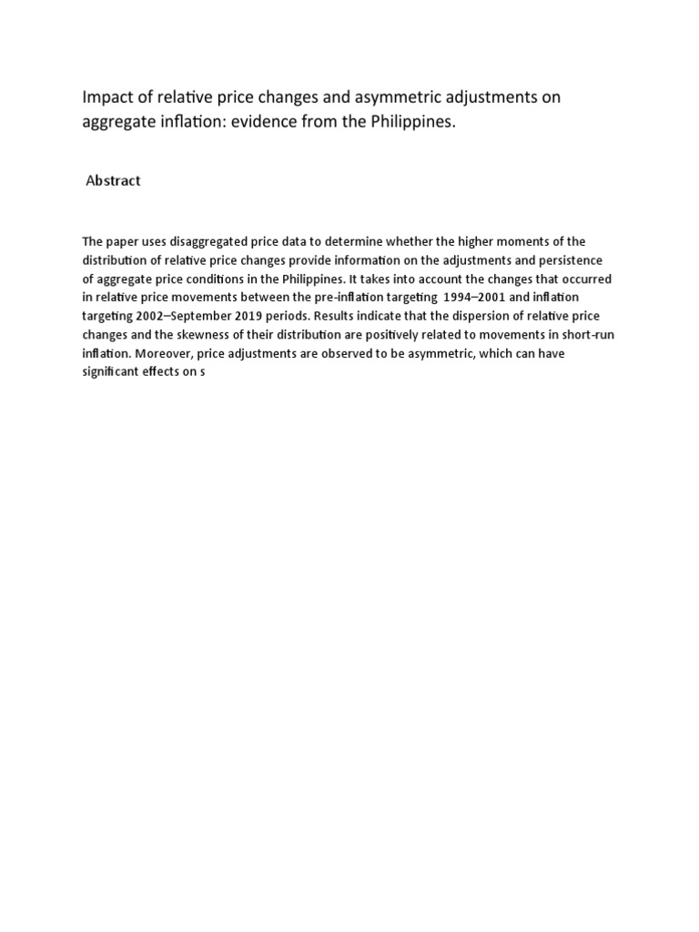 Impact of Relative Price Changes and Asymmetric Adjustments On ...