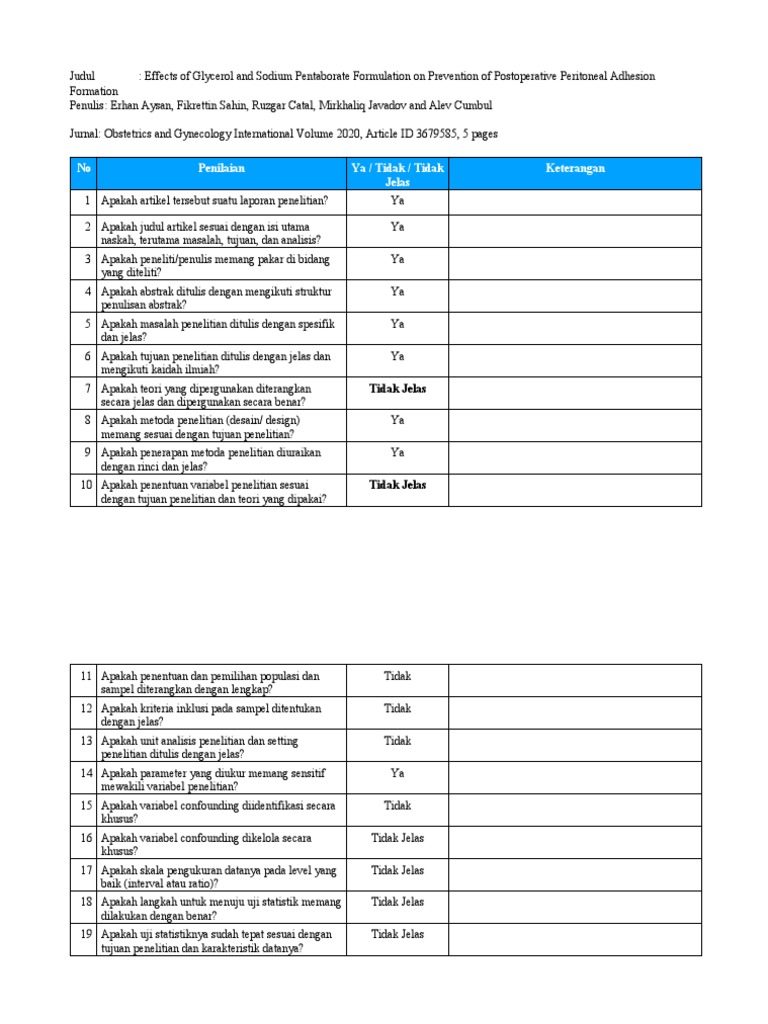 Critical Appraisal Template | PDF