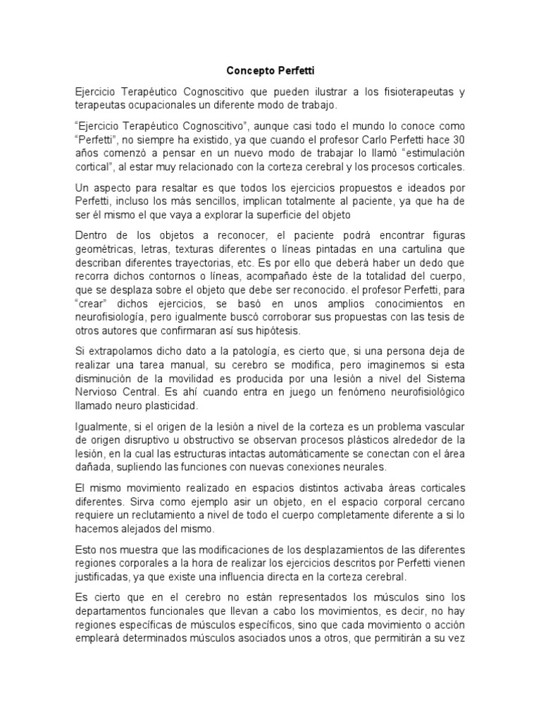 Concepto Perfetti | PDF | Corteza cerebral | Cerebro