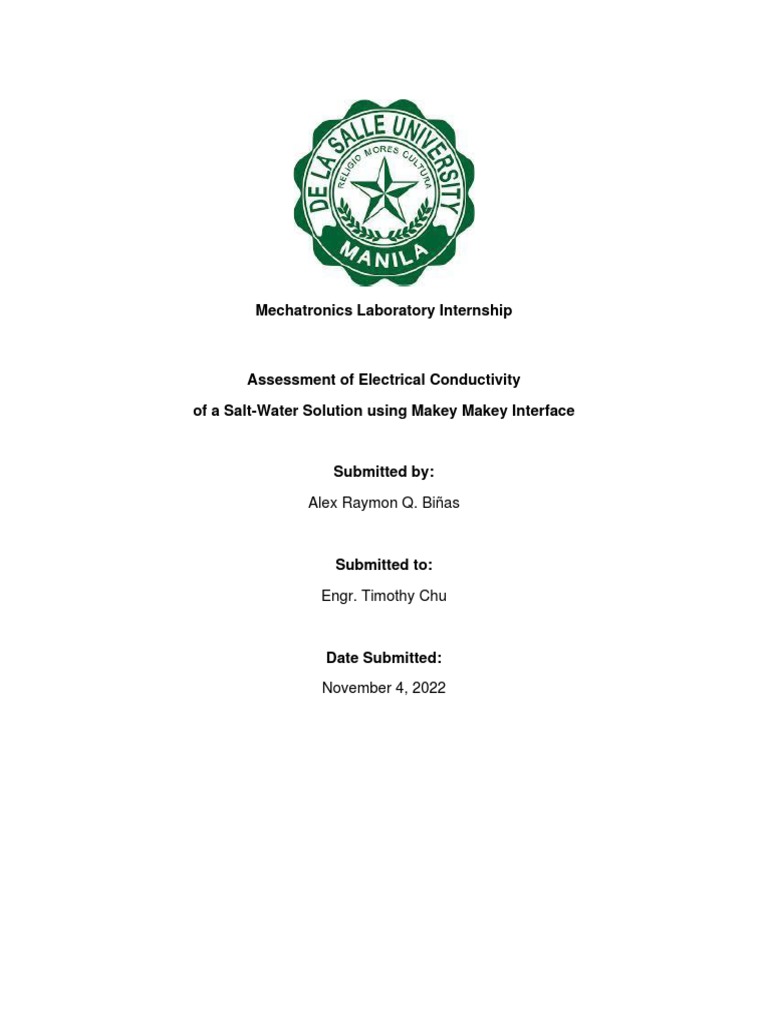 Assessment of Electrical Conductivity of A Salt-Water Solution Using ...