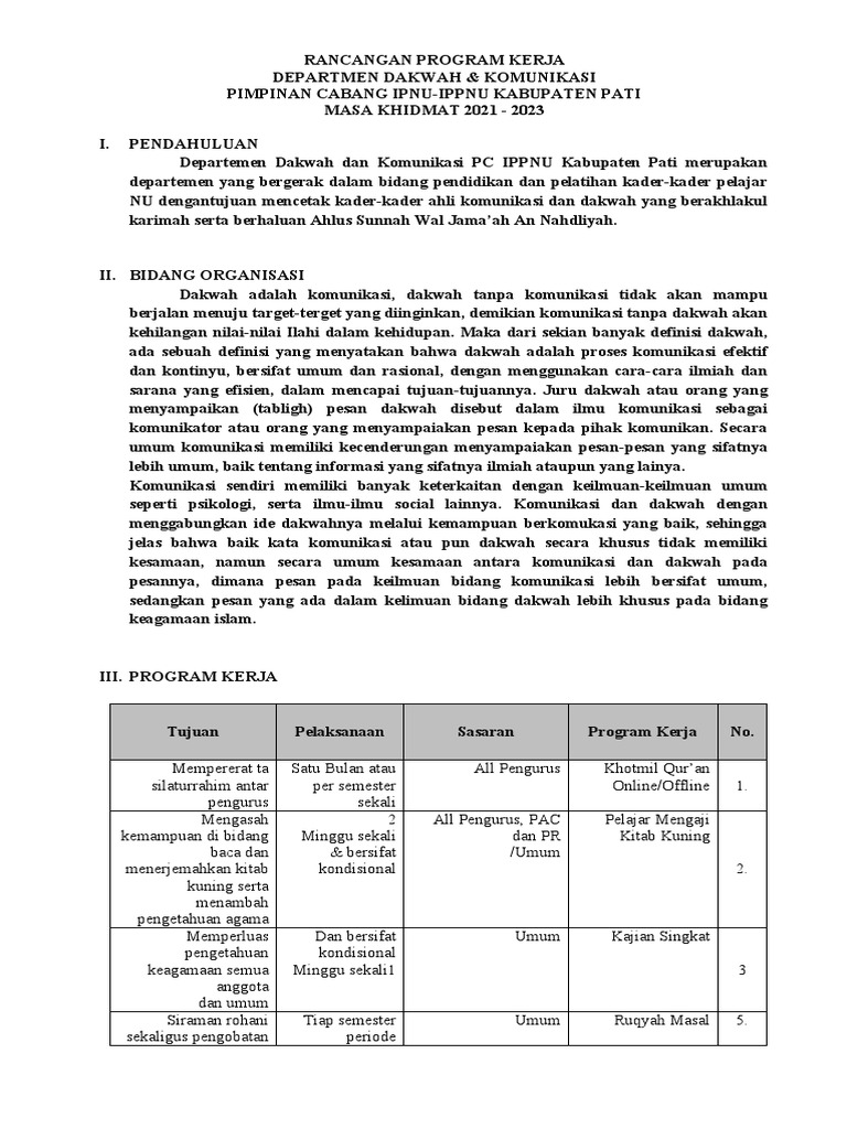 Draft Program Kerja - Dakom | PDF
