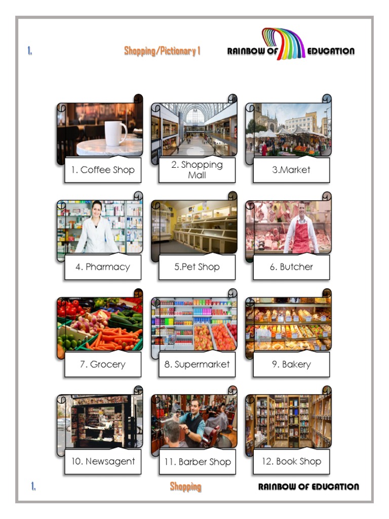 Shopping Pictionary | PDF | Supermarket | Grocery Store