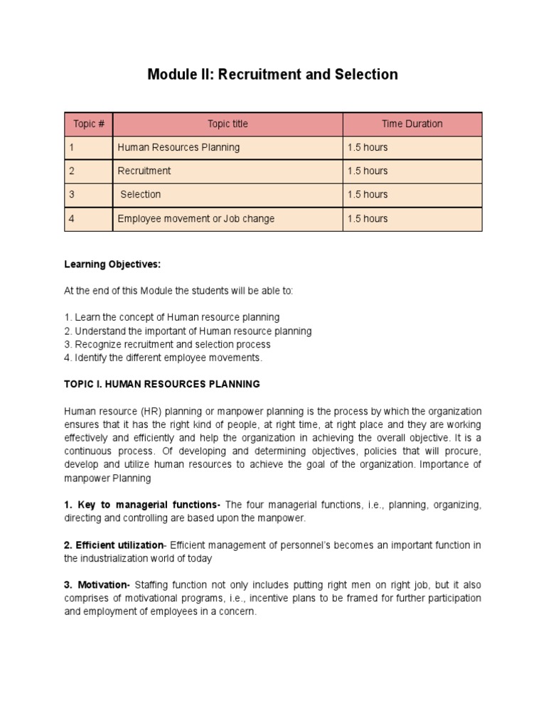 Recruitment and Selection Strategies | PDF | Human Resource Management ...