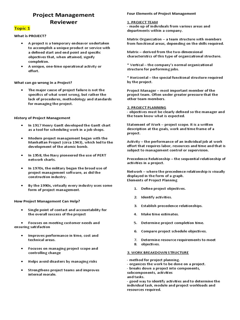 Project Management Overview and Review | PDF | Project Management ...