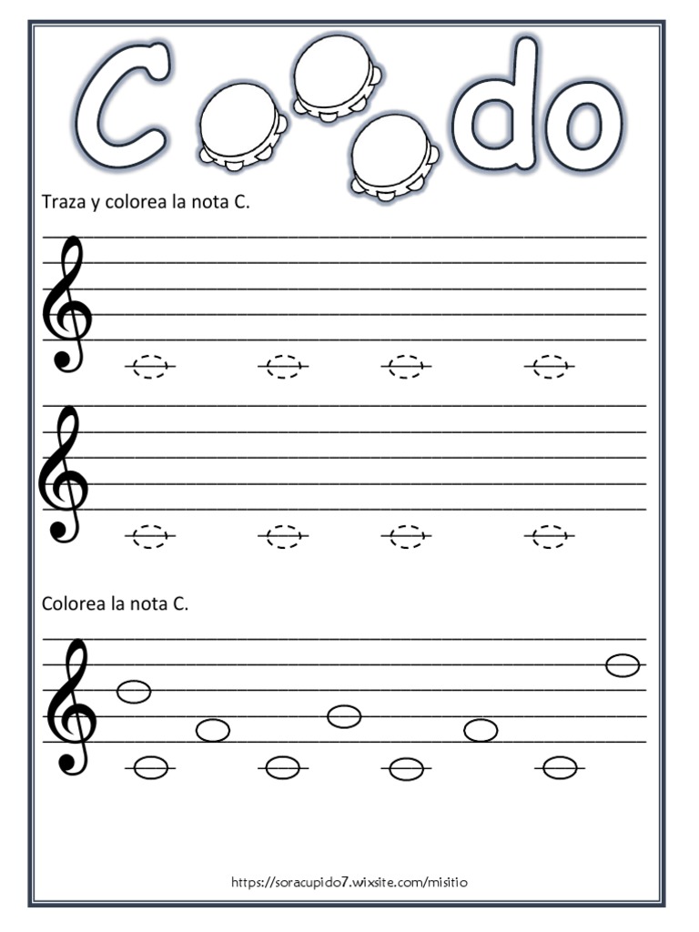 Traza y colorea las notas musicales | PDF | Composiciones Musicales ...