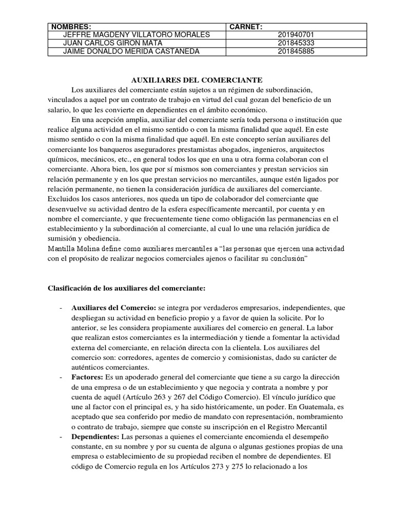 Auxiliares Del Comerciante | PDF | Economias