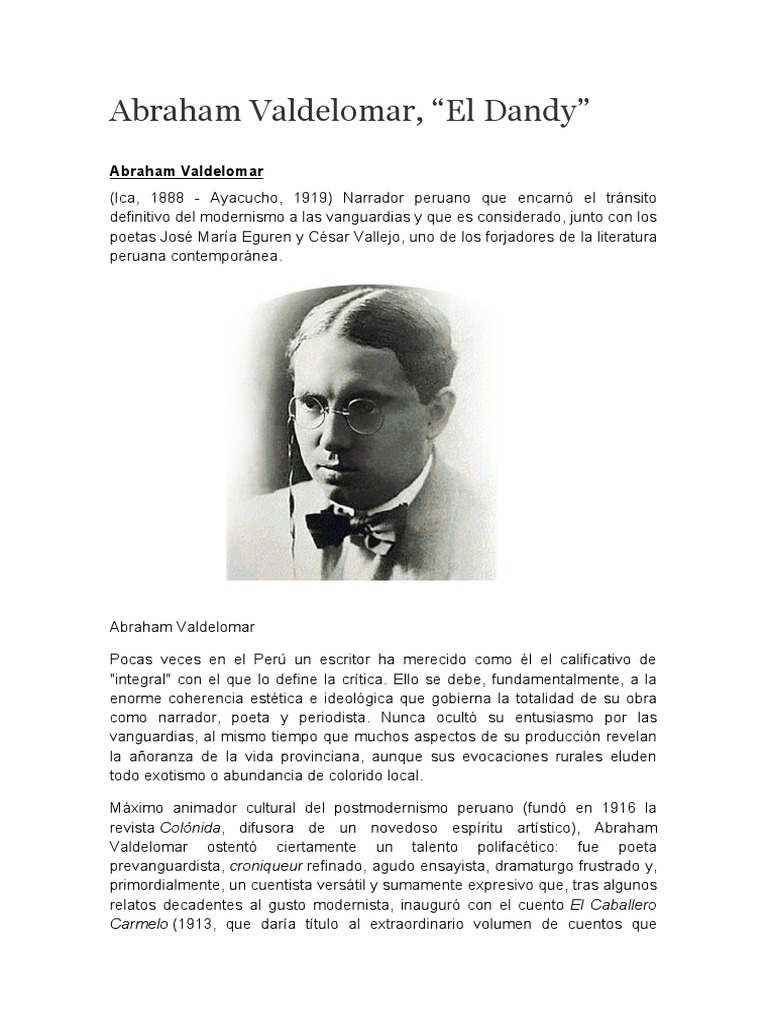Abraham Valdelomar: El Dandy Peruano | PDF