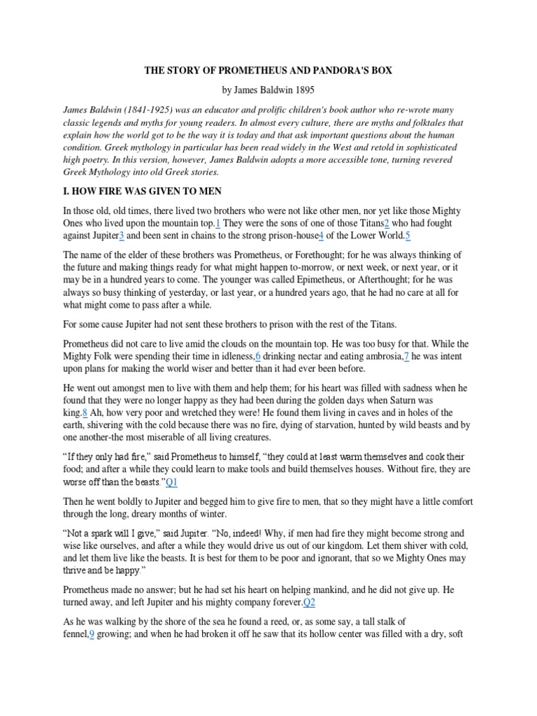 Prometheus and Pandoras Box and Icarus and Daedalus | PDF | Greek ...