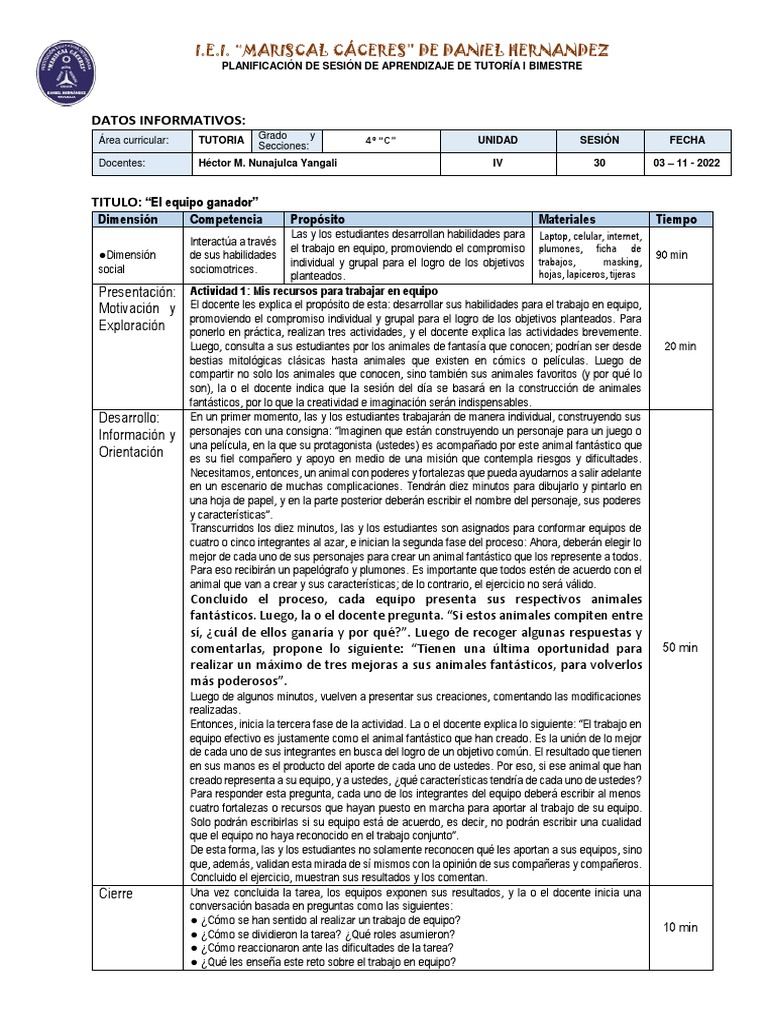 Sesion 30 Tut 4°c | PDF