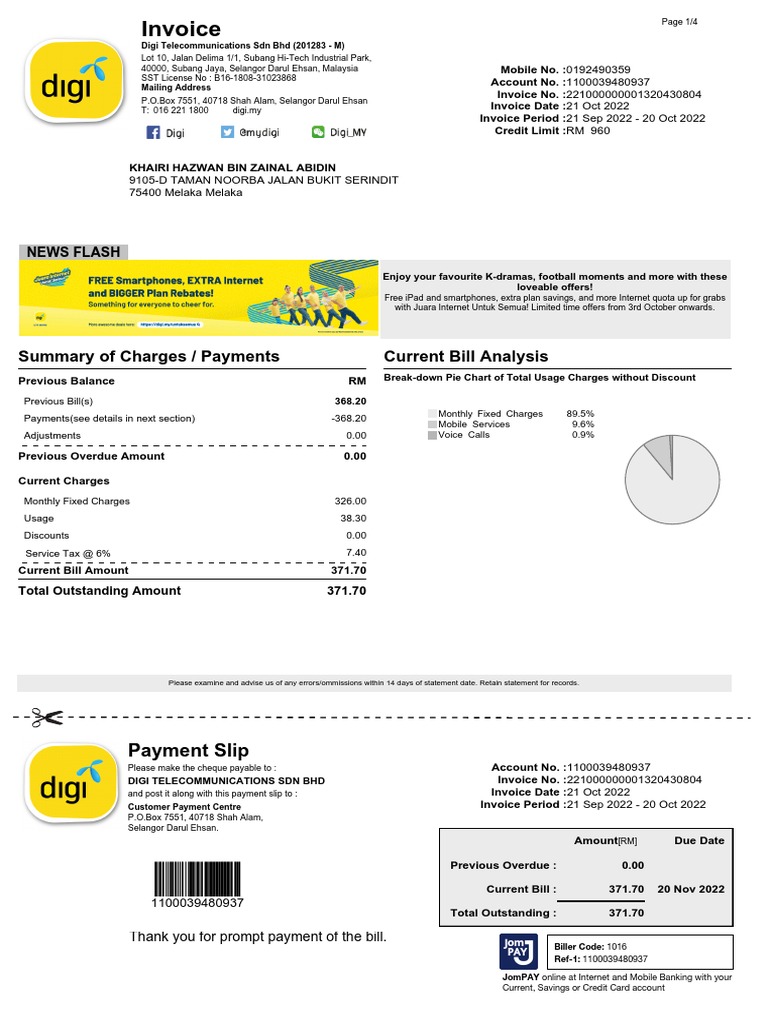 Digi Bill 13204308040.08271078922982955 | PDF | Cheque | Payments