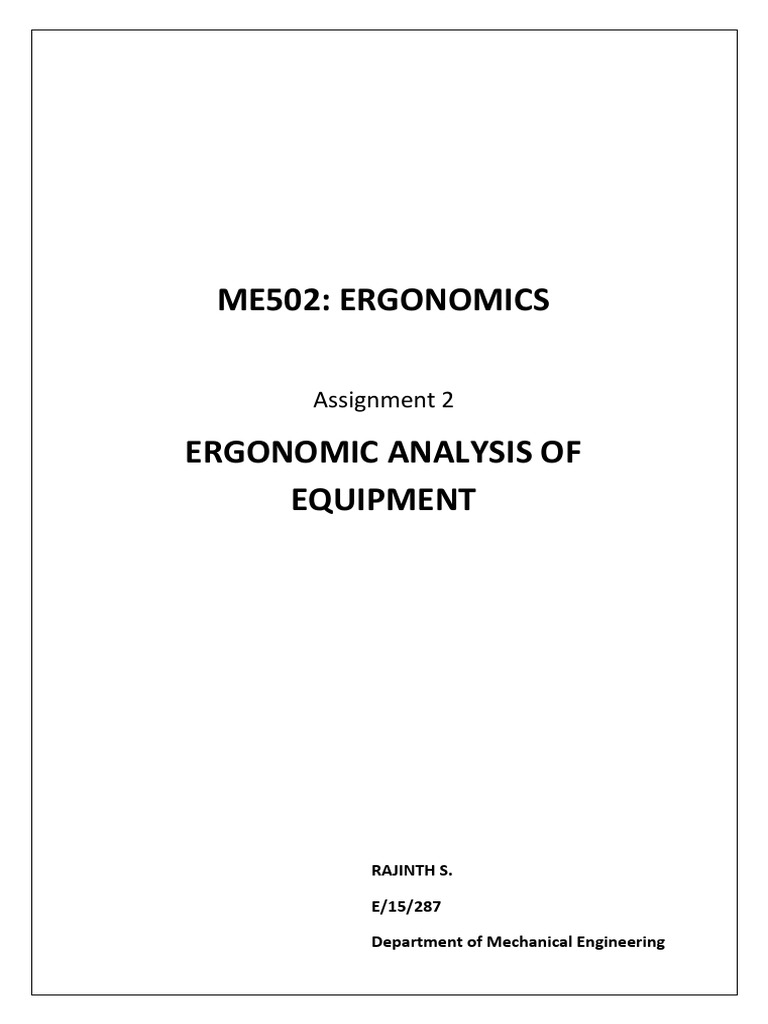 Me502: Ergonomics: Assignment 2 | PDF | Force | Torque