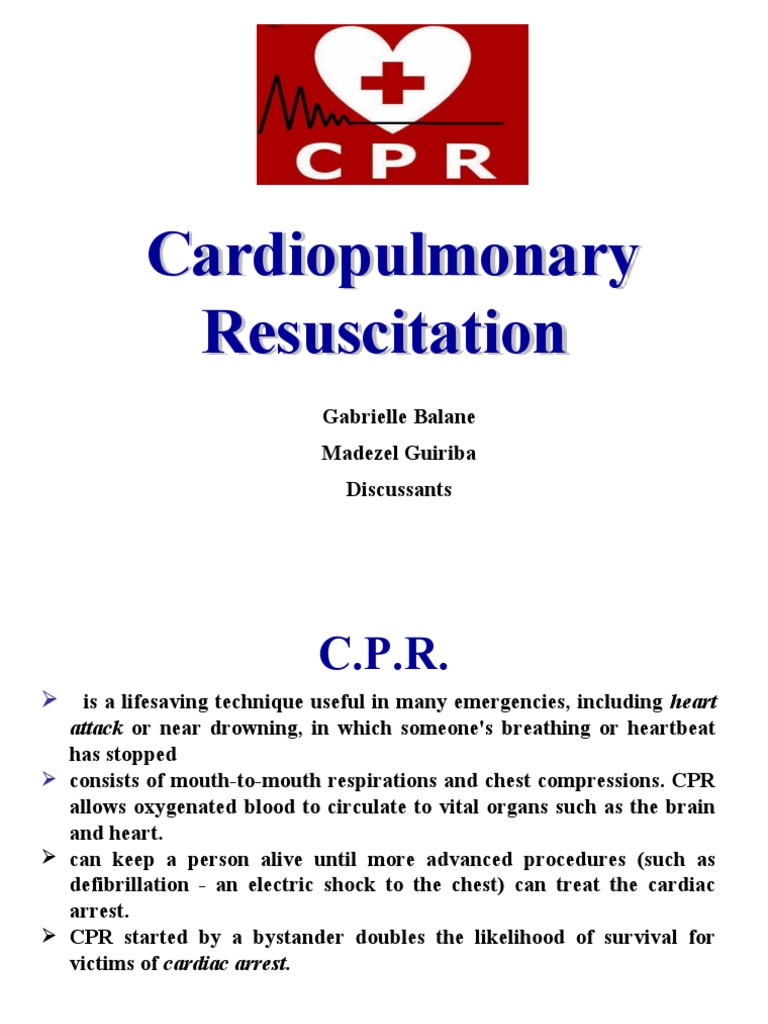 CPR Presentation | PDF | Cardiopulmonary Resuscitation | Diseases And ...