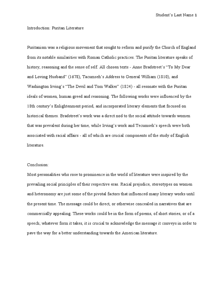 Puritan Literature | PDF