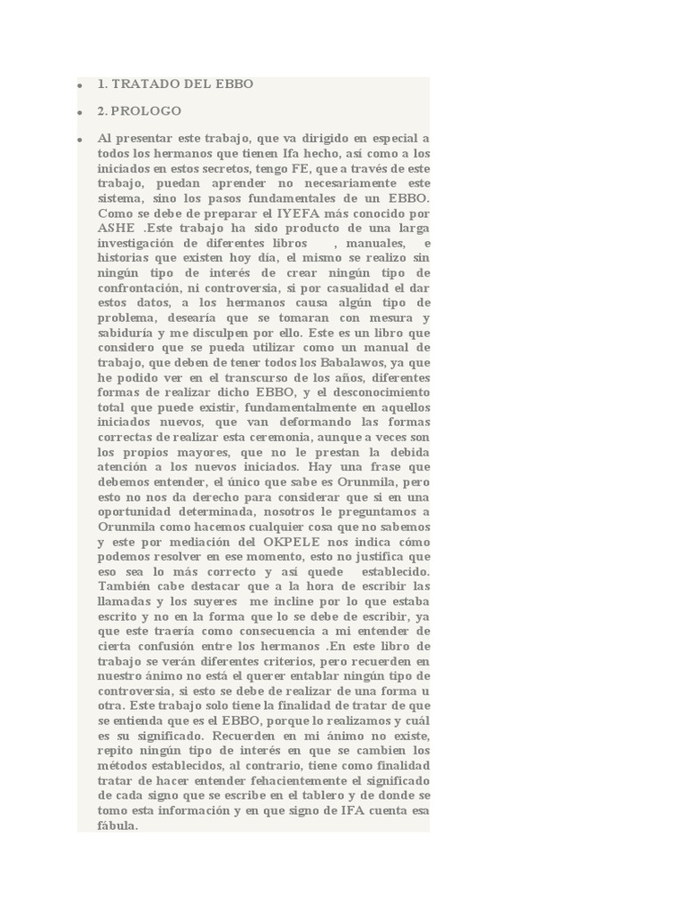 Ebbo de Tablero Ifa | Descargar gratis PDF | Santeria