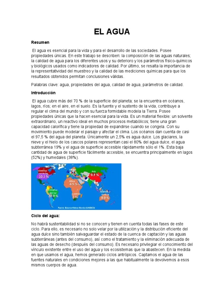El Agua | PDF | Agua | Propiedades del agua