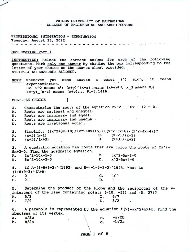Math Problem Set | PDF