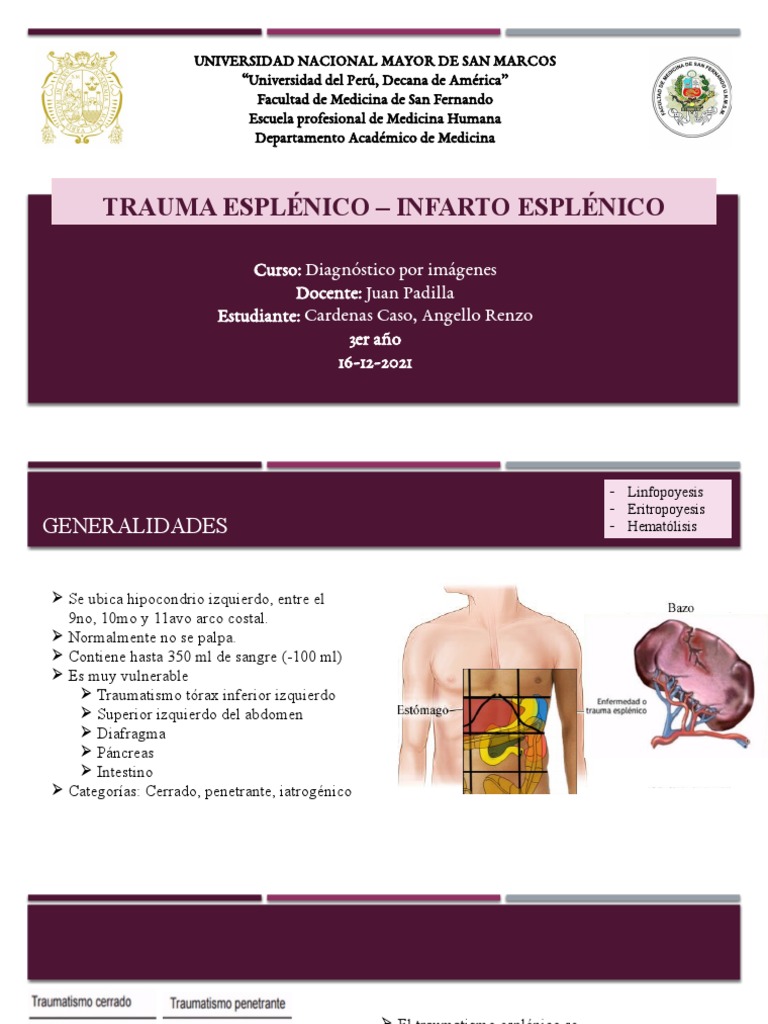 Trauma Esplénico - Infarto Esplénico | PDF | Ct Scan | Infarto de miocardio