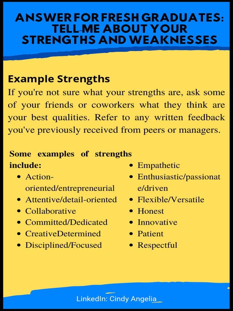 Tell Me About Your Strengths and Weaknesses | PDF | Learning | Behavior ... Tell Me About Your Strengths and Weaknesses | PDF | Learning | Behavior ...