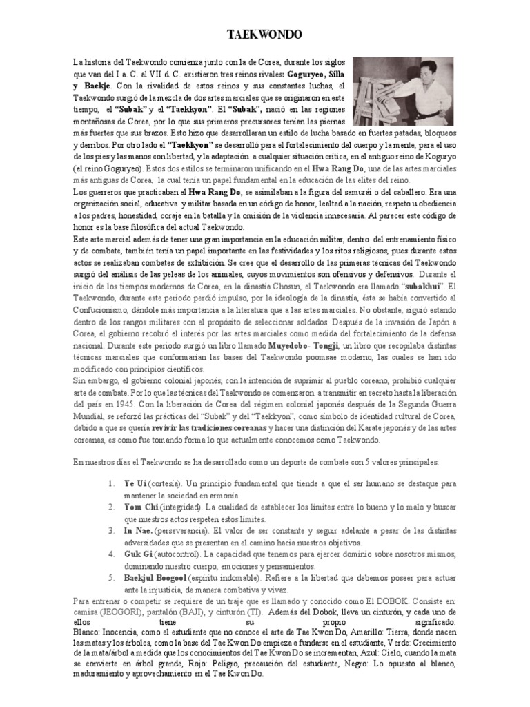 TAEKWONDO | PDF | Taekwondo | Corea