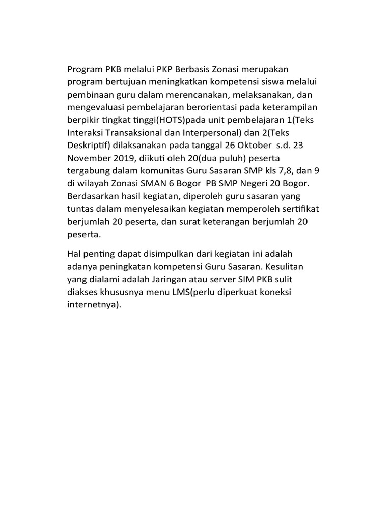Program PKB Melalui PKP Berbasis Zonasi Merupakan Program Bertujuan Meningkatkan Kompetensi ...