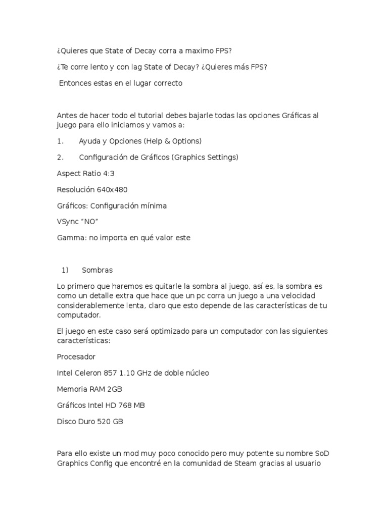 PDF Te Corre Lento y Con Lag State of Decay Quieres Mas Fps - Compress | PDF | Equipo de oficina ...