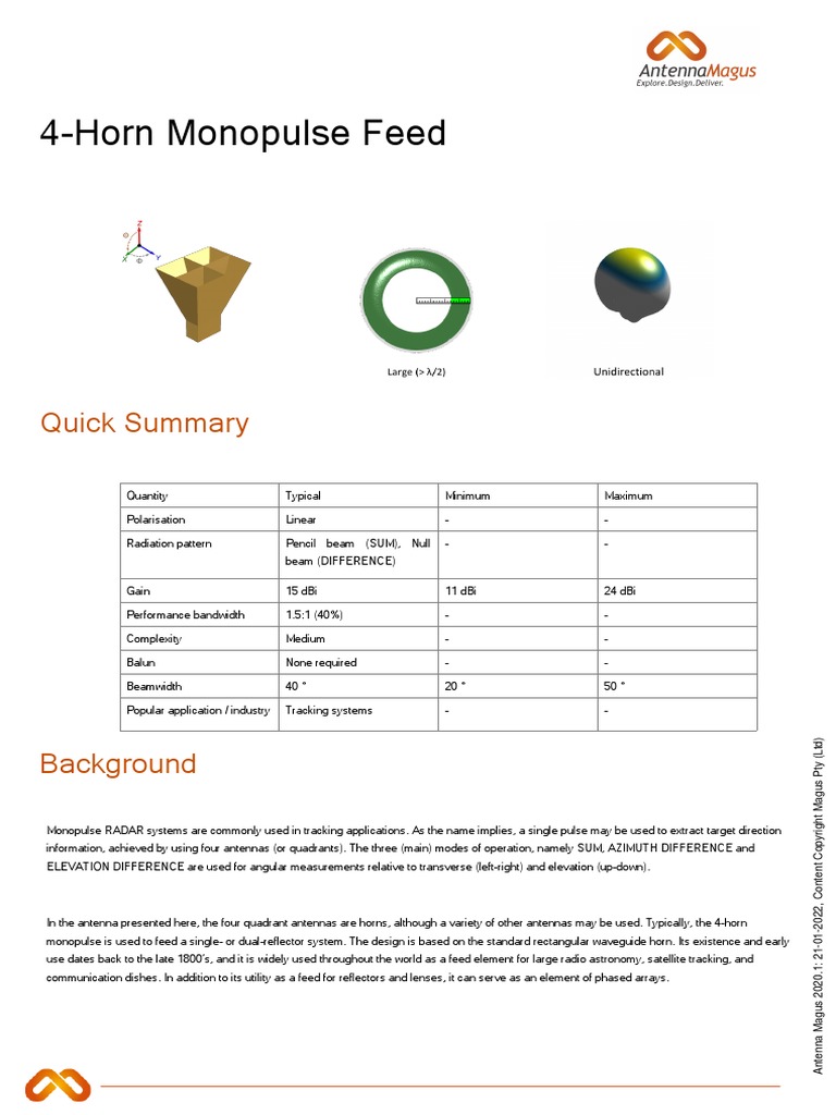 4-Horn Monopulse Feed | PDF | Antenna (Radio) | Radio Technology