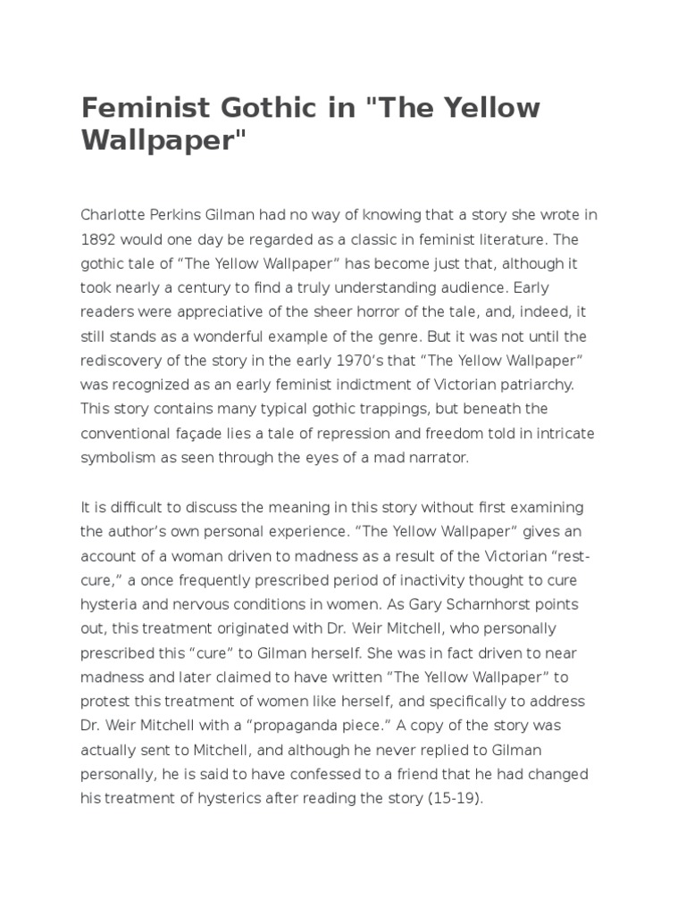 Feminist Gothic in Yellow Wallpaper | PDF | The Yellow Wallpaper