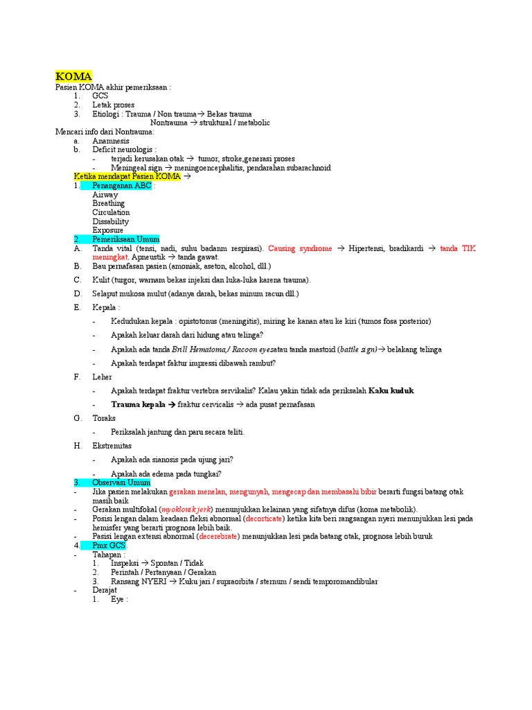 Pasien KOMA | PDF | Kesehatan Holistik