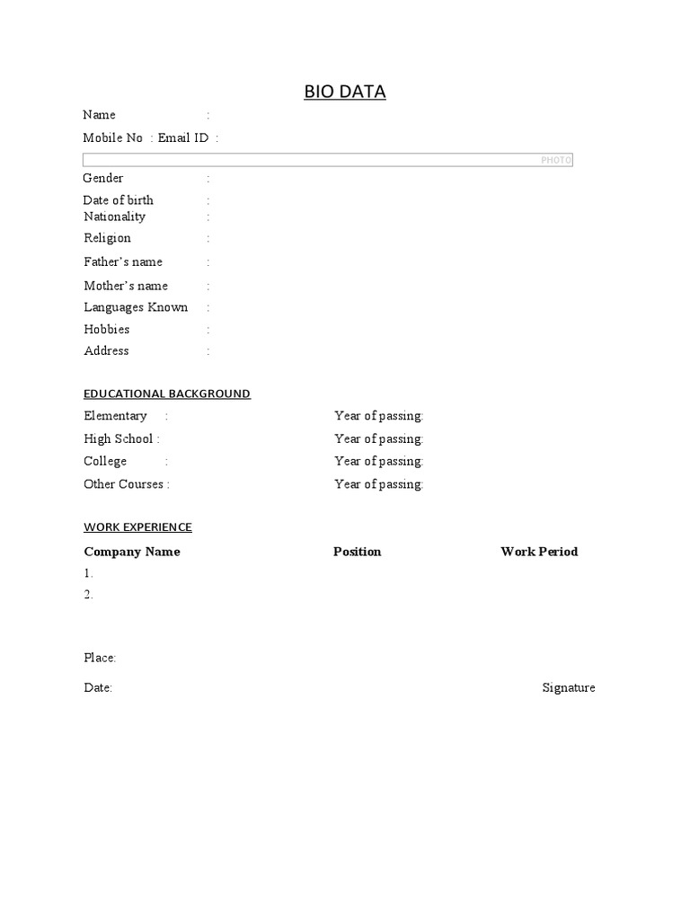Biodata 1 | PDF | Career & Growth | Social Science