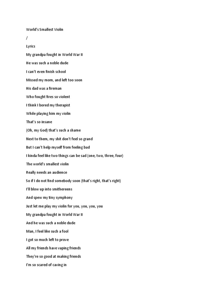 World Smallest Violin Lyrics | PDF