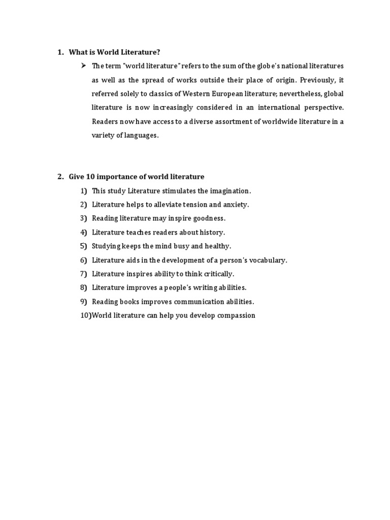 What Is World Literature | PDF | Social Science | Language Arts ...