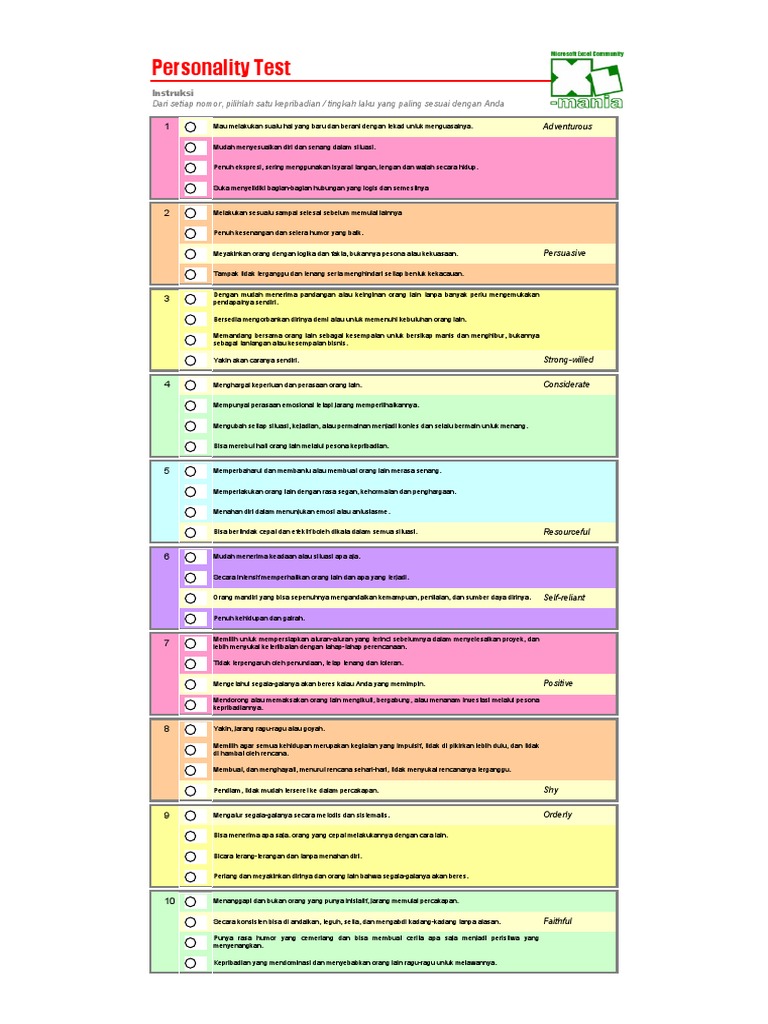 Personality Test | PDF